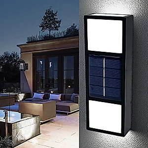 Bzdzmqm Solar Wall Light Outdoor UP and Down Illuminate LED Sunlight Lamp IP65 Waterproof Modern Decor for Home Garden Porch,with 6 LED Lamp Beads, Easy Installation