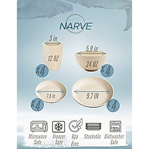 Wheat Straw Dinnerware Sets (16pcs) Beige-Unbreakable Microwave Safe-Lightweight Bowls, Cups, Plates Set-Reusable, Eco Friendly,Dishwasher Safe,Wheat Straw Plates,Wheat Straw Bowls, Cereal Bowls