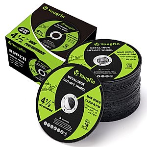 Yougfin Cut Off Wheels 52 Pack, Quality Thin 4 1/2 x0.04x7/8 inch Cutting Disc, Metal & Stainless Steel Aggressive Cutting Wheel for Angle Grinder, General Purpose Metal Cutting (4.5inch)