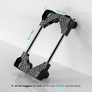 ORICO Computer Tower Stand, Mobile CPU Holder with 4 Caster Wheels Fits for Most Computer Tower, Gaming PC, Printer, Under Desk PC Holder (Black)