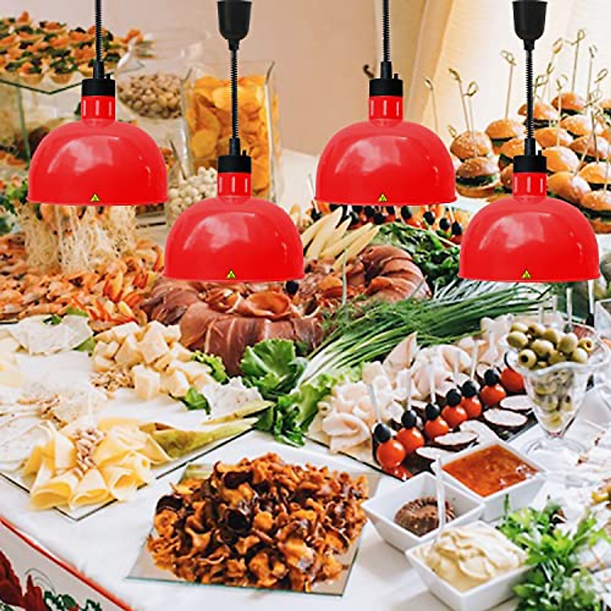 Commercial Food Heat Lamp Overhead Food Warmer Adjustable Heating Food Lamps for Buffet Restaurant Kitchen Catering,Dia29cm,110V(Red(Dia 29cm))