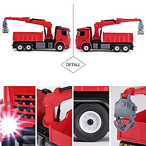 RASTAR RC Logging Truck Toys 1:24 Scale Mercedes-Benz Arocs Remote Control Dump Truck RC Construction Vehicles with Lights/Crane Arm 2.4GHz, RC Truck for Boys Kids Adults