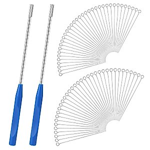2 Pieces Inoculation Loop Mycology Reusable Supplies Inoculation Loop Kit with 70 Replaceable Chromium Alloy Needle Tip Inoculation Loops for Kit Laboratory Research Tools