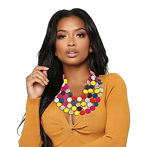 Barode Statement Layered Necklace Multicolor Wood Bead Chunky Beaded Bib Necklaces with Earings Long Multi Strand African Necklace Costume Jewelry for Women (Style 2)