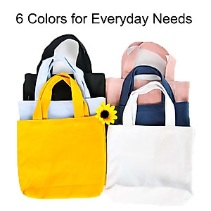 Pertion 6 Pack Small Canvas Tote Bags, 9x8x4inch Reusable Cotton Shopping Bags Bulk DIY Mini Tote Bag Gift Bags for Kids