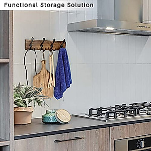 SCUNDA Coat Rack Wall Mount with 4 Hooks, Coat Hanger for Wall, Wooden Wall Hook for Coat, Jacket, Hat, Backpack, Belt, Tie, Key (2-Pack, Rustic Brown)