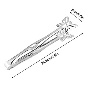 UPQRSG Stainless Steel Kitchen Tongs, Serving Tongs for Cooking, Cateloop Chef Food Salad BBQ Serving Utensils, Small Kitchen/Appetizers Tongs for Coffee, Tea Party[Butterflies Clip Silver]