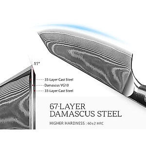 enowo Damascus Chef Knife 8 Inch, Japanese VG-10 Stainless Steel with Premium G10 Handle&Triple Rivet, Razor Sharp Kitchen Knife,Gift Box,Ergonomic,Superb Edge Retention, Stain & Corrosion Resistant