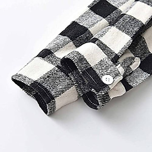 Kids Boys Girls Plaid Flannel Shirt Jacket Long Sleeve Lapel Button Down Shacket Coats Fall Winter Clothes,0-10Years