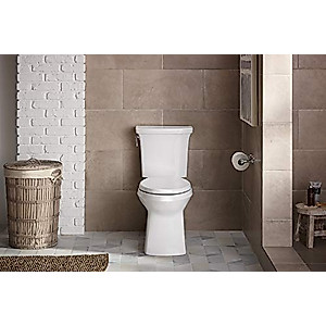 KOHLER 3814-0 Corbelle Comfort Height(R) elongated 1.28 gpf toilet with skirted trapway and Revolution 360 swirl flushing technology and left-hand trip lever (2 Piece), White