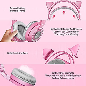 SOMIC G951pink Gaming Headset for PC, PS4, PS5, Laptop, Cat Ear Headphone USB Gaming Headphones with Mic Noise Cancelling, LED Light, 7.1 Virtual Surround Sound for Girls, Women