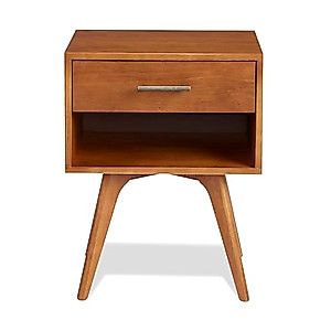 Camaflexi Mid Century Modern One Drawer Nightstand, Castanho