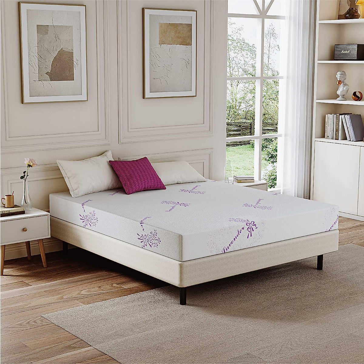 Dyonery Twin Mattress CertiPUR-US Certified, 8 Inch Lavender Infused Memory Foam Mattress, Pressure Relief, Bed in a Box