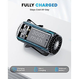 TEJINO Portable Fan, Personal Rechargeable Mini Waist Fan, 3000 mAh Battery Operated, Max 24H Working Time, 4 Speeds Clip Belt Fan for Outdoor, Indoor, Jobsite, Traveling, Gifts for Men - Black