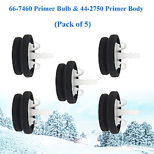 AILEETE 66-7460 Primer Bulb & 44-2750 Primer Body for Toro CCR 2450 3650 2000E Powerlite 3-6.5hp Snowblower, Replaces Lawn Boy 66-7460, 667470, 442750, 120-440 (Pack of 5)