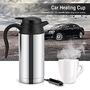 Gorgeri Portable Car Electric Kettle Travel Kettle 12V 750ml Car Hot Water Kettle Heating Cup Electric Kettle Boil Water Tea Coffee with Cigarette Lighter