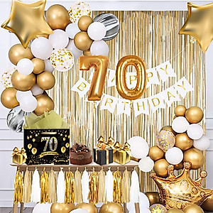 OIIVPOK 70th Birthday Gift Bag, 70th Birthday Bag with Tissue Paper and Greeting Card for Birthday Party, Happy 70th Bithday Gift Bags for Women Men, 12.6" Medium 70th Gift Bags (70th)