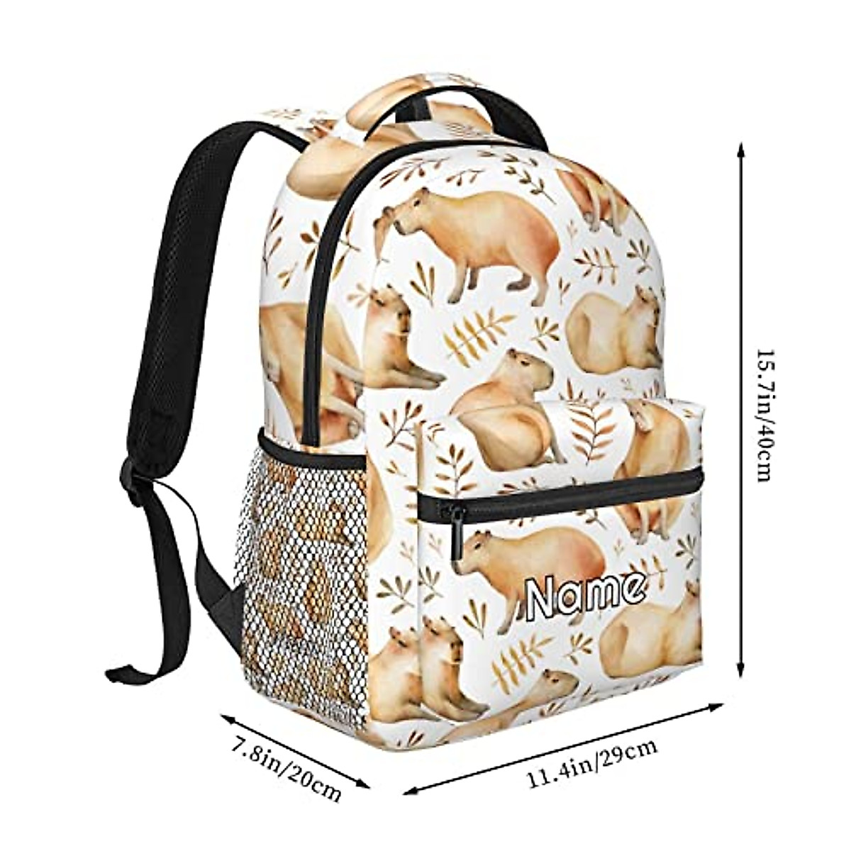 Personalized Capybara Backpack for School Custom Name Boys Girls Schoolbag