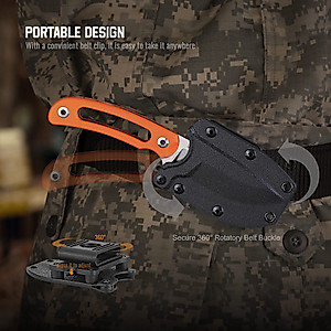 Ruike Survival Hunting EDC Fixed Blade Knife With Sheath,Small Lightweight,14c28n Full-Tang, Bushcraft BowieTactical Camping Gear For Men,Defense Top Horizontal Stainless Steel,Carry Kydex Blet, F815