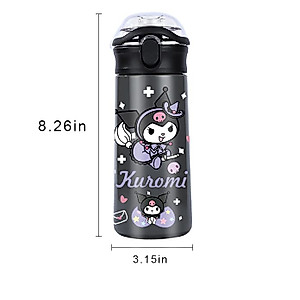 jSvekje Kawaii Water Bottles Cute Stainless Steel Water Bottles with Straw, Kawaii Insulated Bottle Cartoon Cup Girls Thermos for Boys Girls,18.6oz