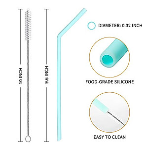 Hiware 12 Pcs Reusable Silicone Drinking Straws with Travel Case - Long Drinking Straws for 30 oz and 20 oz Tumblers, 2 Cleaning Brushes