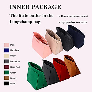 D.DUO Purse Organizer, Multi-Pocket Felt Handbag Organizer, Folding Tote Bag organizer insert for Insert Wallet Organizer for Longchamp (Beige, Large)