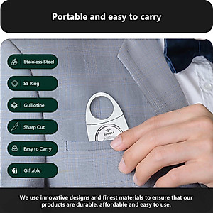 roygra Cigar Cutter 2 Pack, Stainless Steel Double Blade Guillotine (Silver)