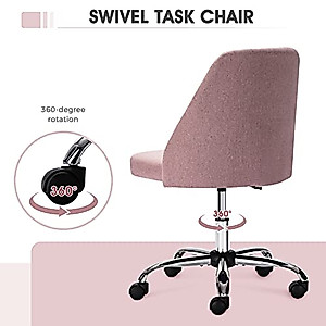 Home Office Chair - Armless Computer Desk Chair Adjustable Cute Modern Task Rolling Chair with Lumbar Support for Make Up,Small Space, Bed Room