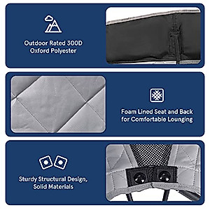 Coastrail Outdoor Folding Double Camping Chairs Premium Comfort Portable Love Seat Lawn Chairs Folding for Two with Padded Seat and Pockets, Heavy Duty for Adults