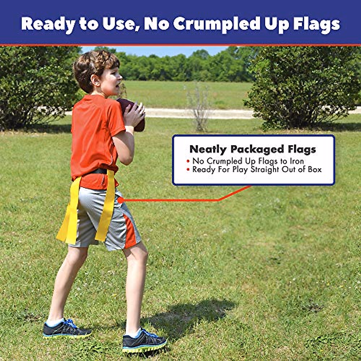 Flag Football Set Kids – Premium 14 Player, 62 Piece Kids Belts and Flags Kit Includes 3 Flags Per Belt Plus a Bonus 6 Replacement Flags