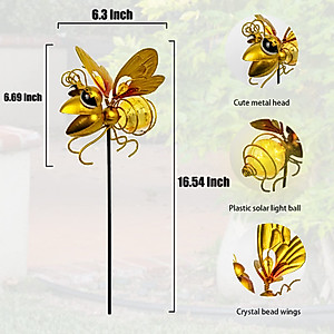 VEWOSTAR Outdoor Solar Pathway Light 2 Pack Metal Bee Decor Solar Light for Garden Yard Art