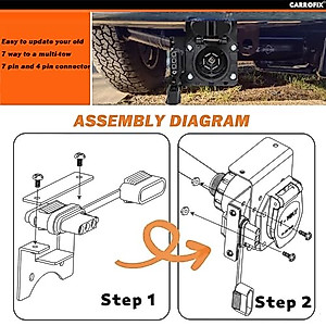 CARROFIX Universal Fit 4-Way to 7-Way RV Blade and 4-Way Flat Female Trailer Wiring Adapter Connector Kit
