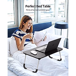 Ruxury Folding Lap Desk Laptop Stand Bed Desk Table Tray, Breakfast Serving Tray, Portable & Lightweight Mini Table, Lap Tablet Desk for Sofa Couch Floor - Black
