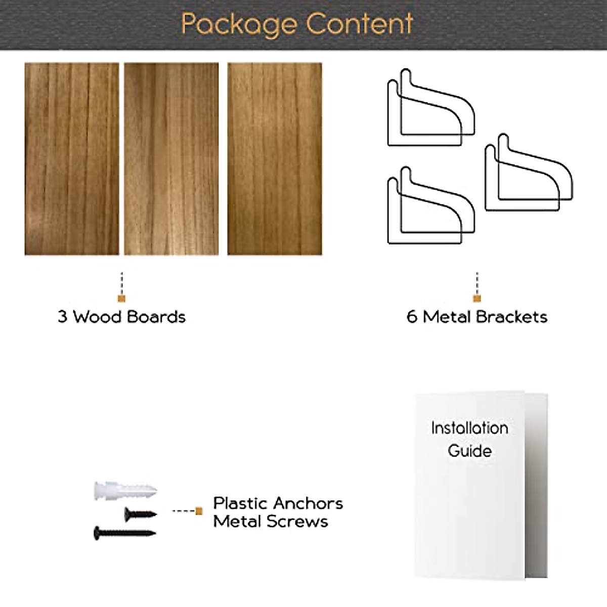 You Have Space 9" Prato Floating Shelves for Living Room Decor, Small Bookshelf Home Office Decor, Kitchen Organization & Bathroom Wall Shelves for Storage, Burnt, Set of 3