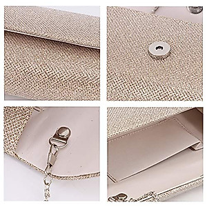Naimo Flap Dazzling Small Clutch Bag Evening Bag With Detachable Chain (Champagne)