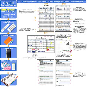 Cash Envelopes Wallet - RFID Blocking - Finances Organizer Calendar Budget Planner Notebook with 2023 Weekly & Monthly Planner Refill & 12 Budget Envelopes & Budget Sheets