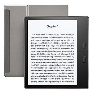 Kindle Oasis E-reader (Previous Generation - 9th) - Graphite, 7" High-Resolution Display (300 ppi), Waterproof, Built-In Audible, 32 GB, Wi-Fi + Free Cellular Connectivity (Closeout)
