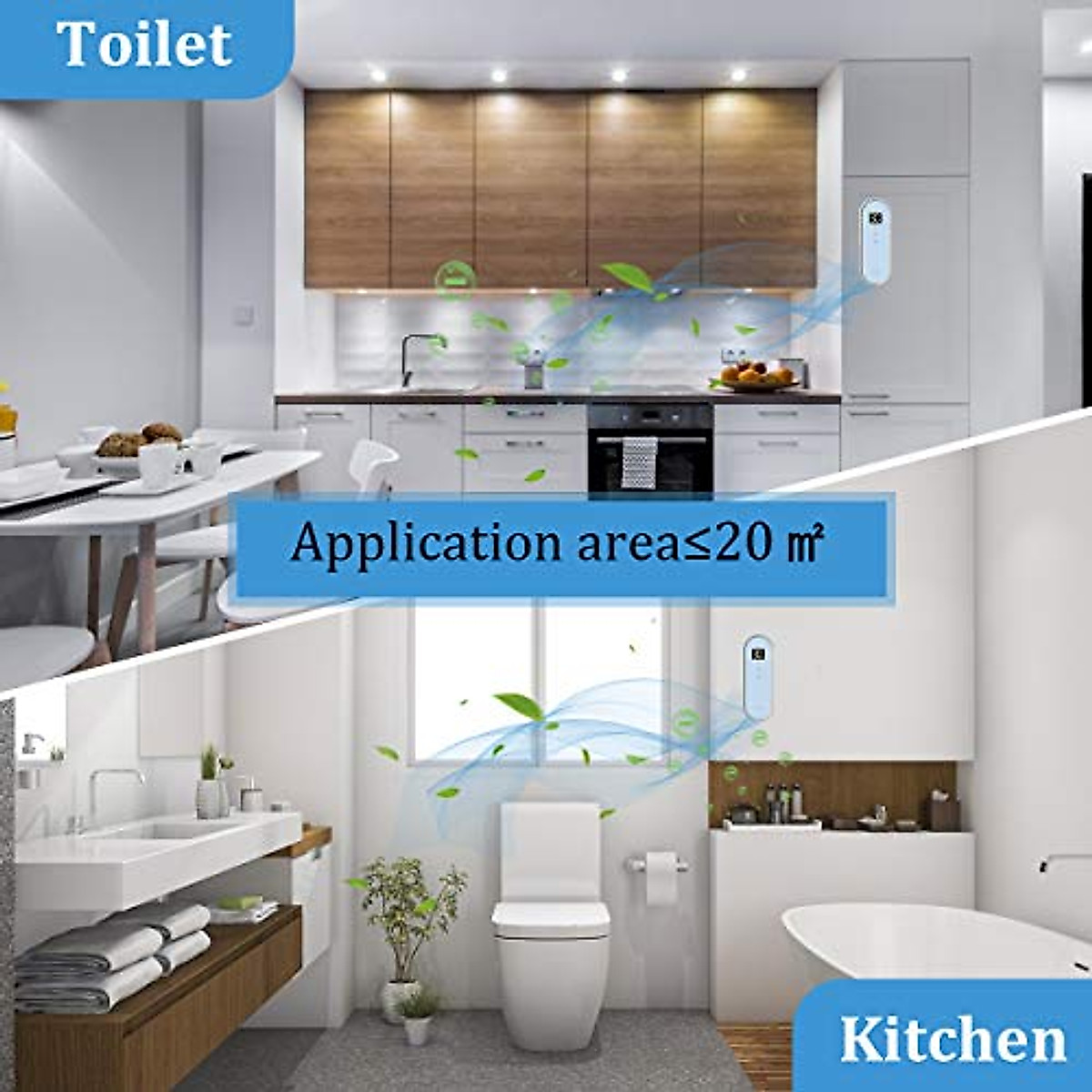 HomRing Air Purifier for Home, Anion Air Cleaner Fresh Cleanse Wall Air Purify Deodorizer for ets Odor Smokers Toilet Wardrobe Bathroom Cabinet Kitchen (Blue)