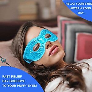 2PCS Gel Eye Mask, Reusable Hot Cold Therapy Eye Mask for Puffiness /Dark Circles/Eye Bags /Dry Eyes/Headaches/Migraines/Stress Relief, Cooling and Compress Eye Mask (Blue)