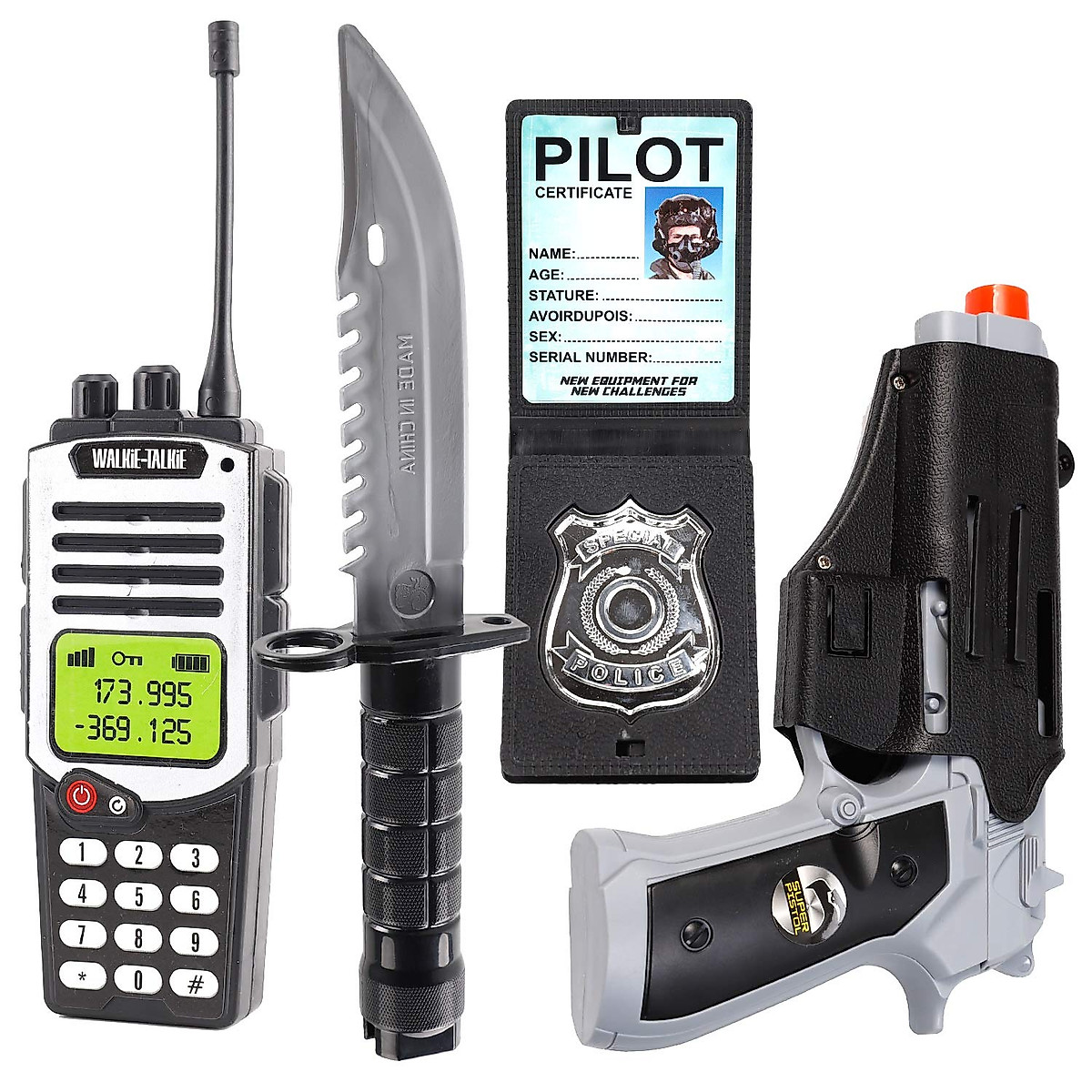 Liberty Imports Fighter Jet Pilot Kids Boy Costume Deluxe Dress Up, Air Force Military Role Play Set with Helmet, Toy Gun, Weapons, Accessories (9 Pcs)