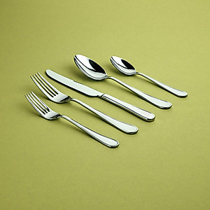 Gourmet Settings 20-Piece Silverware Oxford Collection Polished Stainless Steel Flatware Sets, Service For 4, Kitchen Cutlery Utensils Knife/Fork/Spoon, Dishwasher Safe