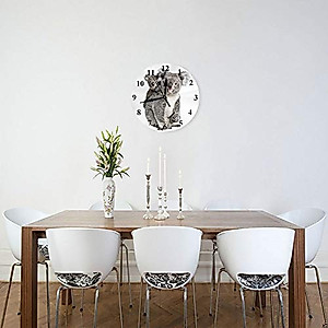 AOYEGO Koala Wall Clock Cute Animal Koala Bears Family Mom and Son Clock Round Silent Non Ticking Home Decor 10 Inch for Living Room Bedroom Office