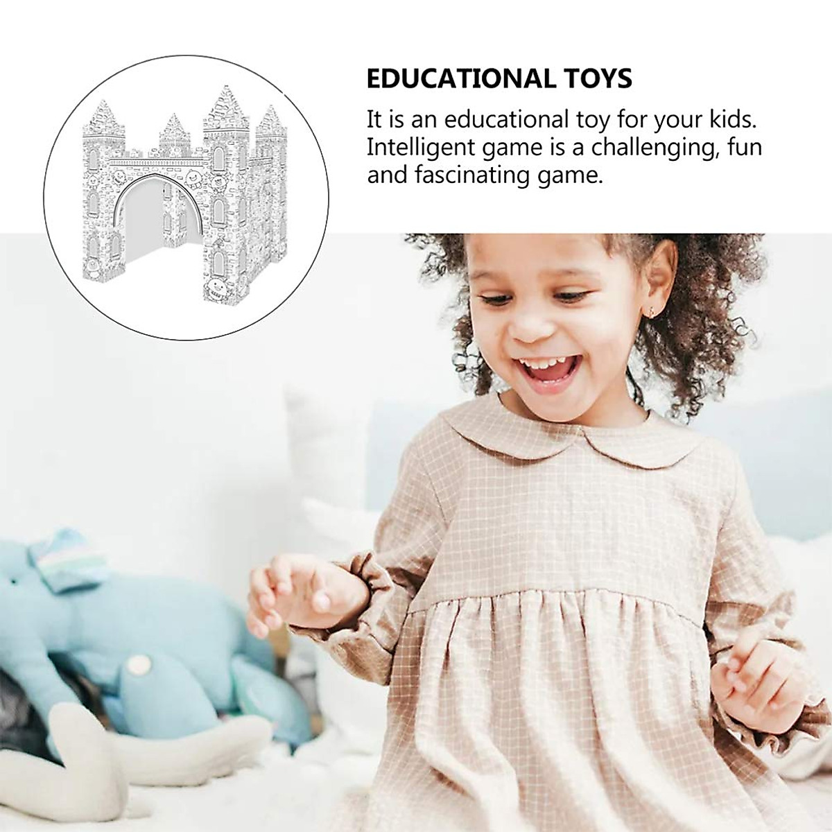 1 Set Colorizing 3D Castle Paper Fairy Tale Castle Paintable Cardboard Castle Kids Art Craft Supplies for Indoor Outdoor Fun