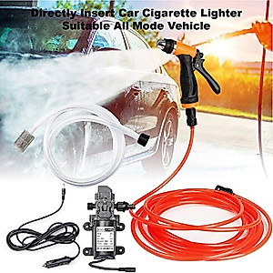 Bang4buck Portable Intelligent Electric Pressure Washer Pump 100W 160 PSI 12V Portable Pressure Powerful Washing Kit with 21.3 Feet PVC Hose for Home, Car, Garden, Projects(100 W-Black Hose)