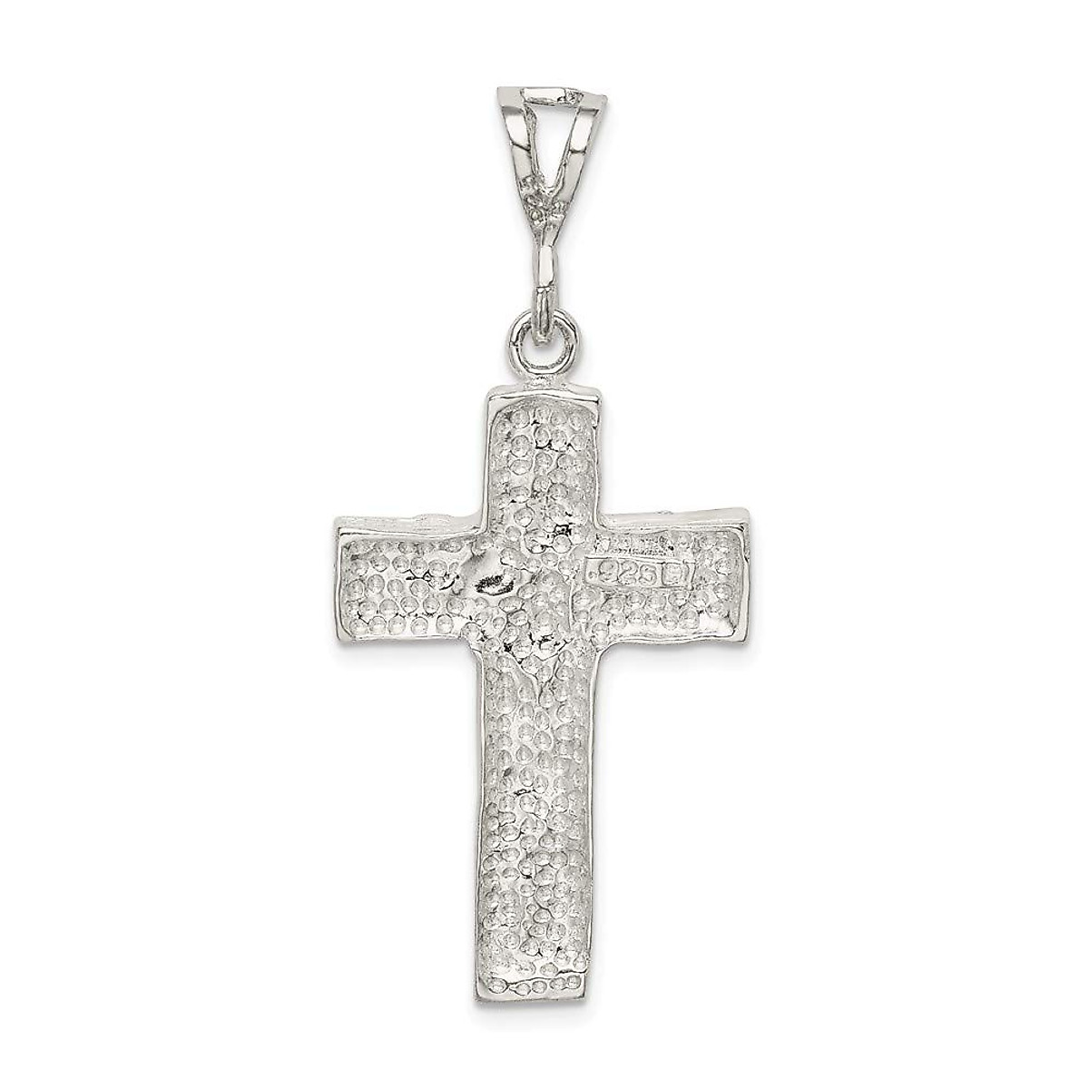 Solid 925 Sterling Silver Nugget Cross Pendant Charm - 46mm x 22mm