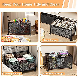 TOPCHASE Toy Box, Toy Storage Organizer 70L with Wheels and Lids, Collapsible Sturdy Metal Toy Chest for Stuffed Animal Storage, Kids Toy and Dog Toy, Black Toy Storage Bin for girls and boys, 1 Pack