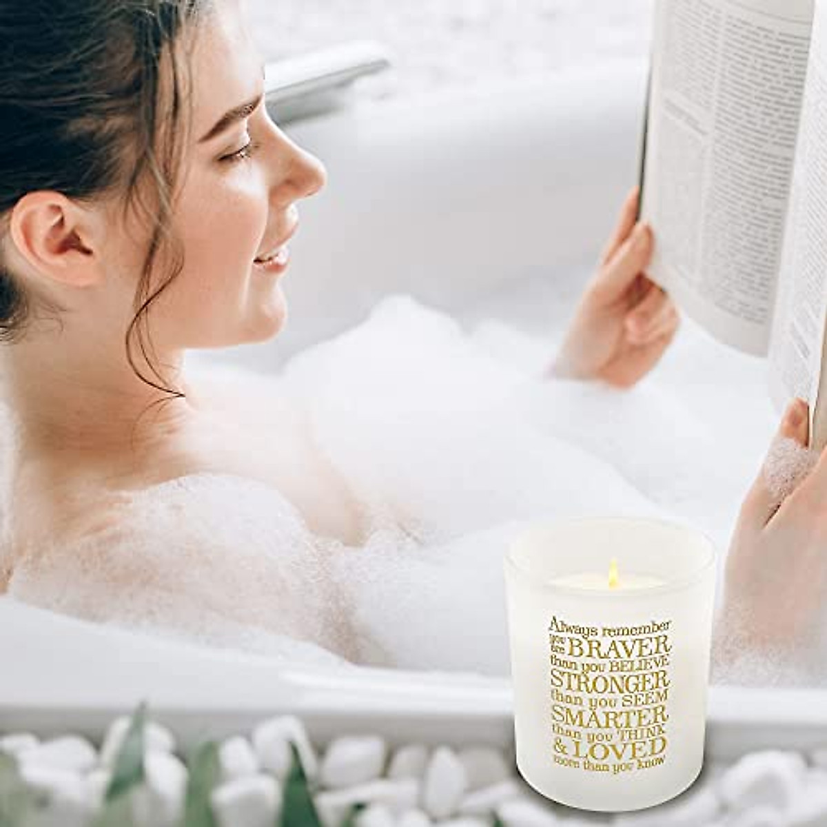 Inspirational Vanilla Scented Candles for Women - Get Well Soon Candles Gifts for Women - Thinking of You Gifts for Women (Always Remember You are Braver)