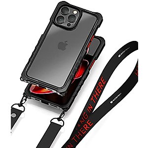 GOOSPERY Z Bumper Crossbody Compatible with iPhone 14 Pro Max Case [Strap Included] Shock Absorbing Dual Layer Structure TPU Edge Crystal Clear PC Cover with Shoulder Strap Outdoor Design, Black