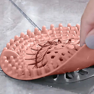 Shower Drain Hair Catcher, Durable Silicone Hair Stopper Easy to Install and Clean for Bathroom Bathtub and Kitchen Pink, 13*13*1cm, AZ-P071-US1189777GJIPBBE