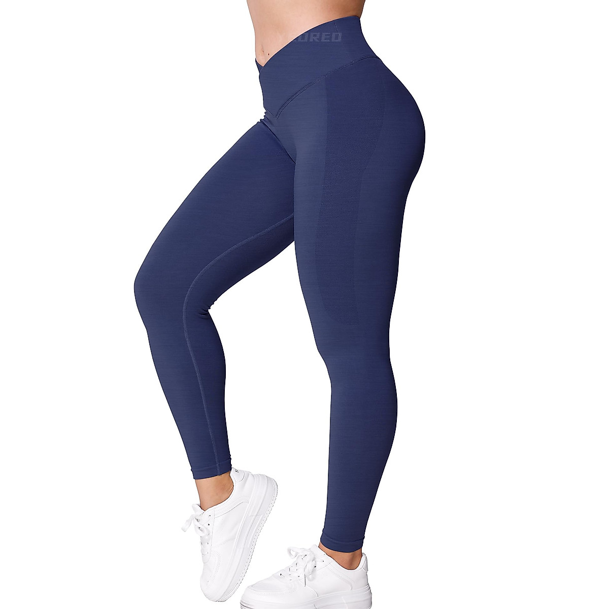 YEOREO V Waist Workout Leggings for Women Butt Lifting Scrunch Gym Leggings Amplify Seamless Yoga Pants Navy XS